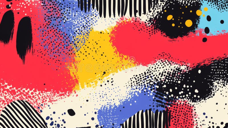 Abstract Colorful Paint Splashes and Dots Design Stock Illustration ...