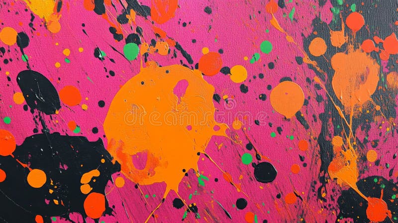Abstract Colorful Paint Splatter Artwork on Canvas Stock Illustration ...