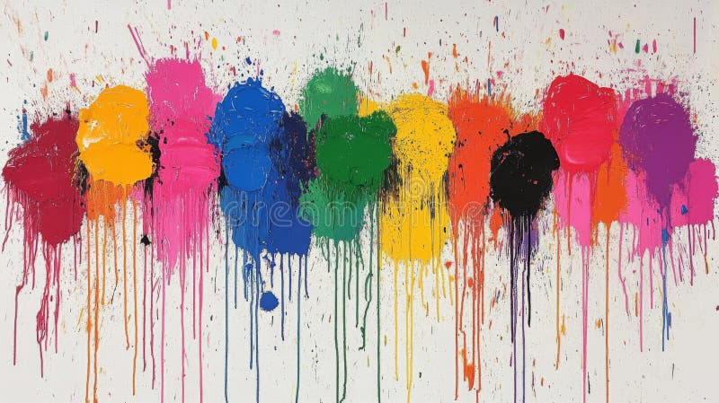 Abstract Colorful Paint Splatter Dripping Artwork Stock Illustration ...