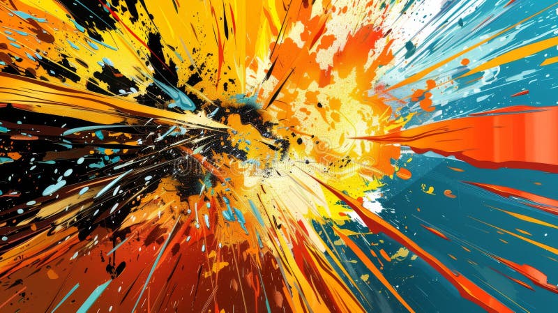 Abstract Colorful Paint Splatter, Energetic Burst of Colors Stock Photo ...