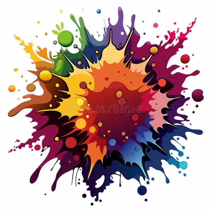 Abstract Colorful Paint Splatter Explosion on White Backgroun Stock ...