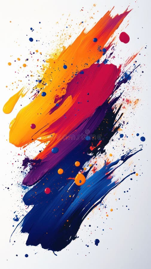 Abstract Colorful Paint Strokes on White Background Stock Illustration ...
