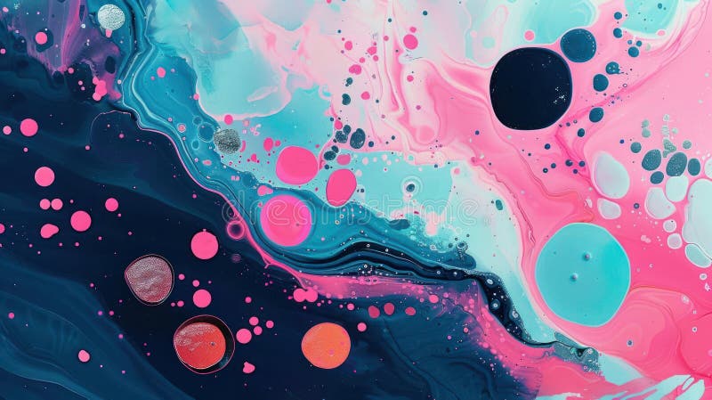 Abstract Colorful Paint Swirl with Circular Patterns and Fluid Textures ...