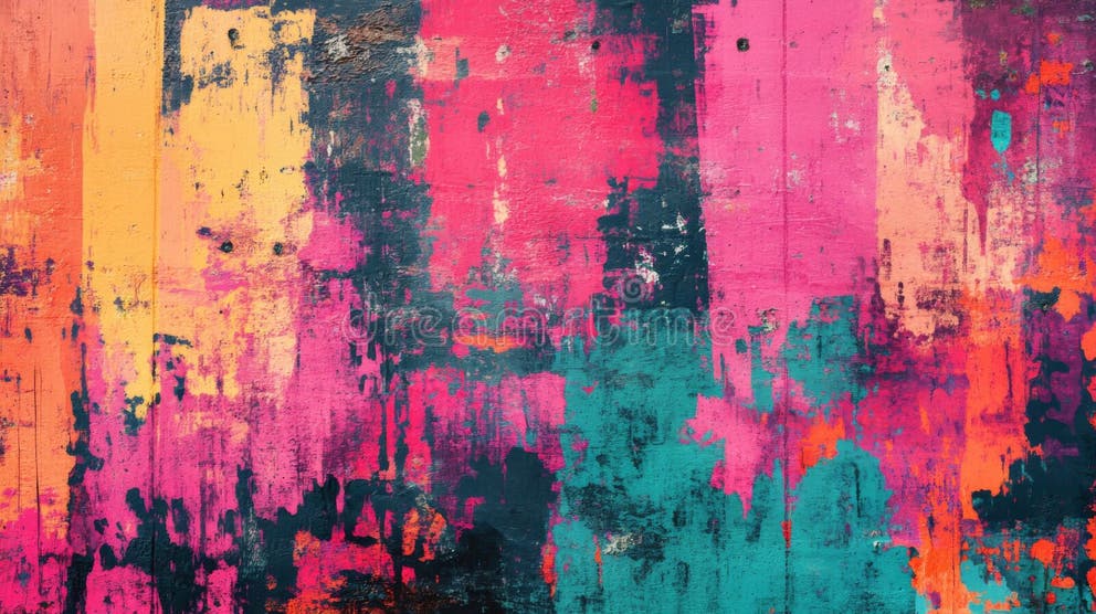 Abstract Colorful Paint Texture Wall Art Stock Illustration ...