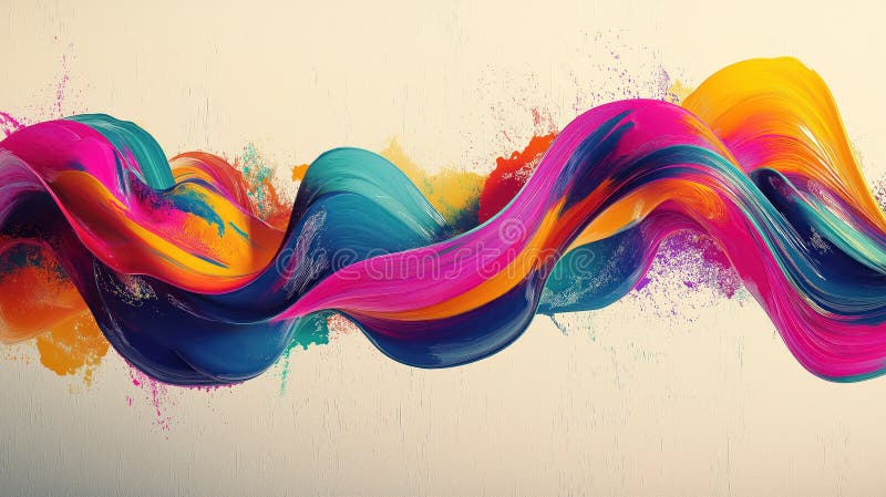 Abstract Colorful Paint Wave with Splashes on a Light Textured ...