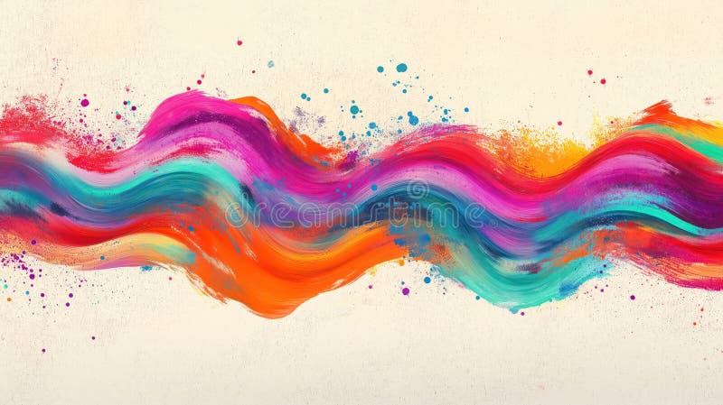 Abstract Colorful Paint Wave with Splashes on a Light Textured ...