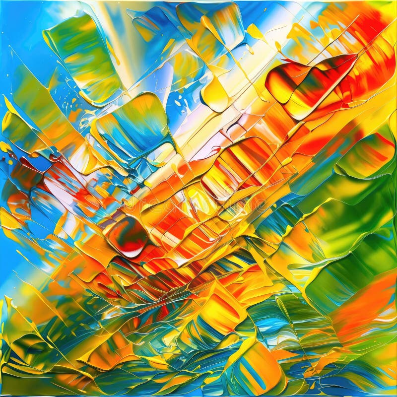 Abstract Colorful Painting Background. Bold Mixed Brush Strokes Texture ...