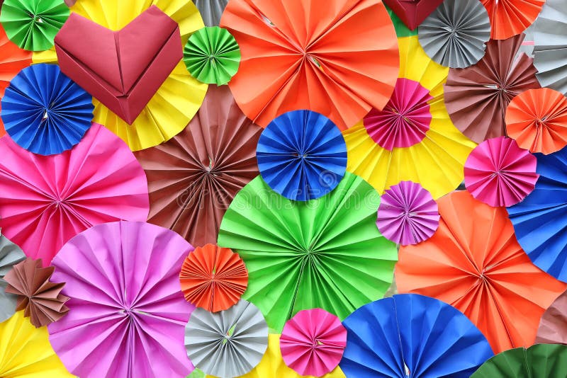 Abstract of Colorful Paper Fan for Background Stock Image - Image of ...