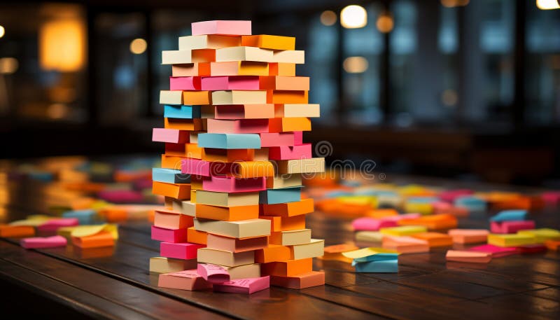 Abstract Colorful Paper Stack on Table, Sparks Creativity Indoors ...
