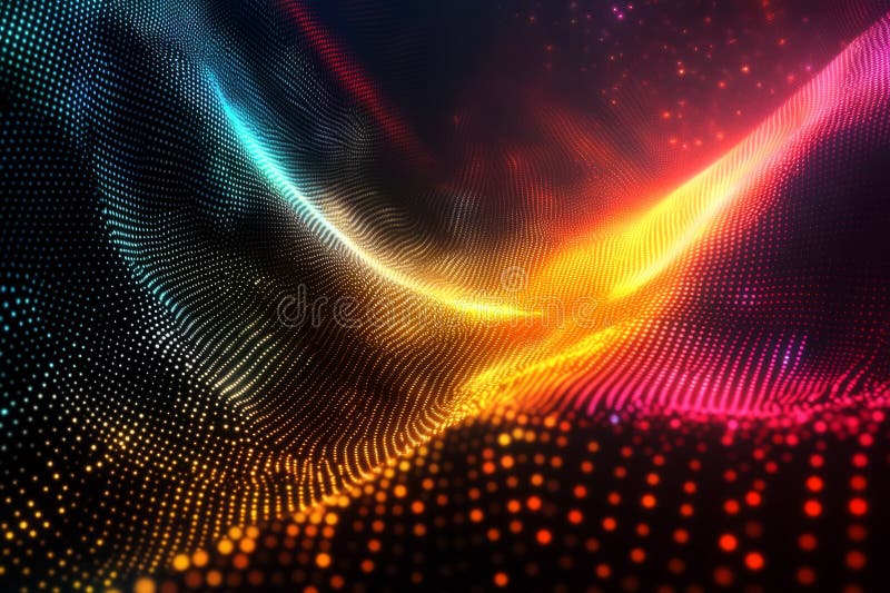 Abstract Colorful Particle Background Flowing Over a Dark Backdrop ...