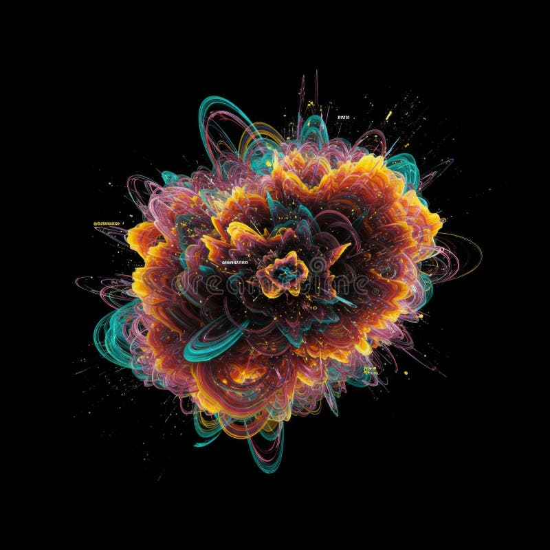 Abstract Colorful Particle Explosion on Black Background Stock ...