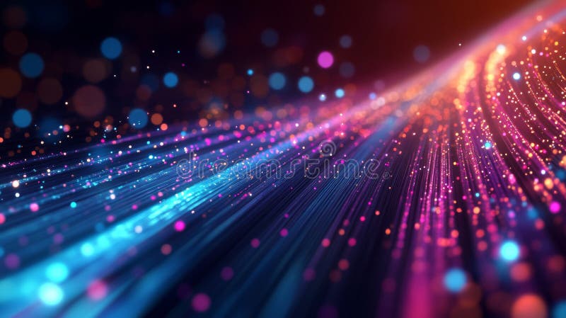 Abstract Colorful Particle Light Trails Background Stock Illustration ...