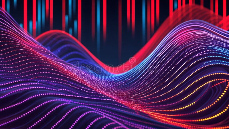 Abstract Colorful Particle Lines Flowing Over Dark Background Stock ...