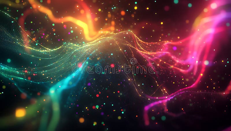Abstract Colorful Particle Wave Background Design Stock Illustration ...
