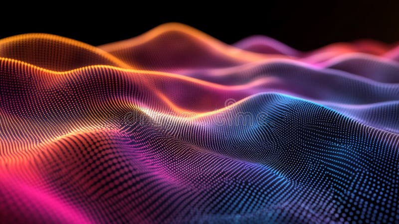 Abstract Colorful Particle Waves Digital Background Stock Illustration ...