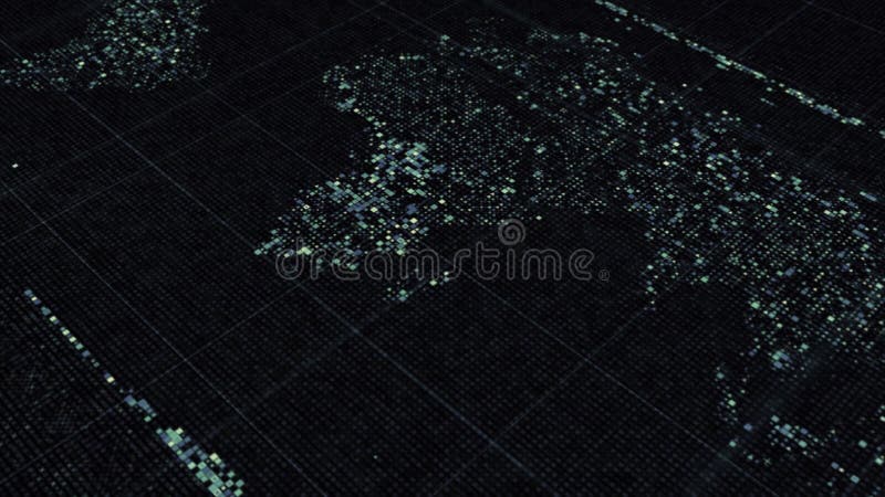 Abstract Colorful Particles Create World Map that Flowing on Black ...