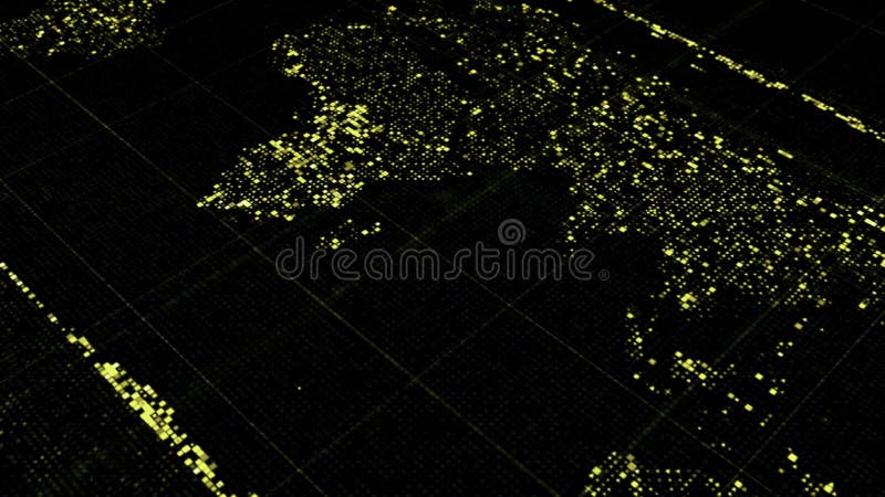 Abstract Colorful Particles Create World Map that Flowing on Black ...