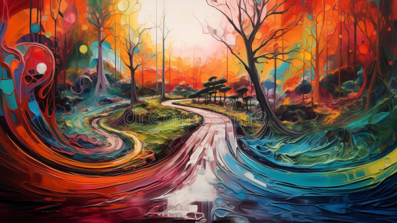 The Abstract Colorful Path of the Future. Stock Photo - Image of lonely ...