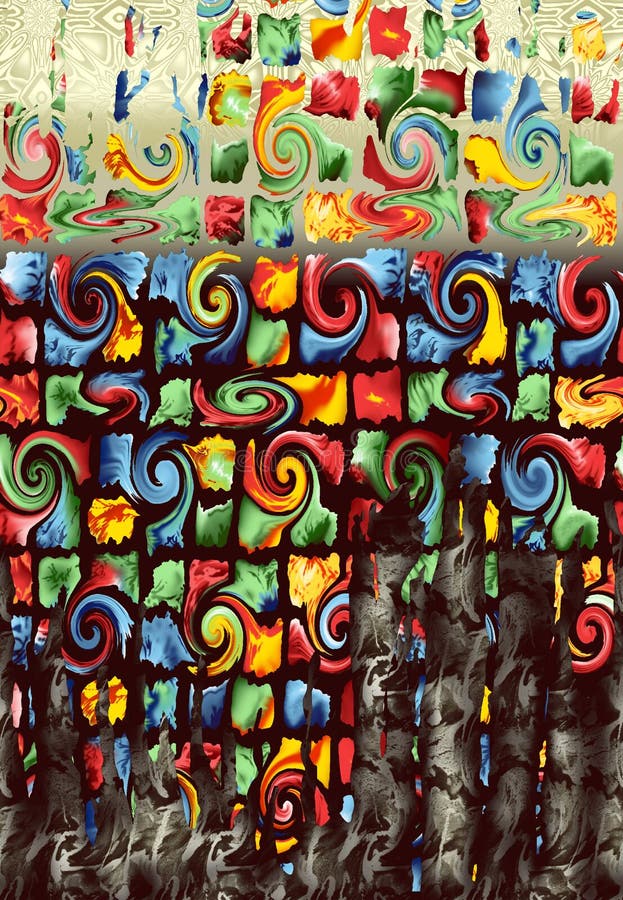 Abstract Colorful Block Print Pattern Stock Image - Image of bunch ...