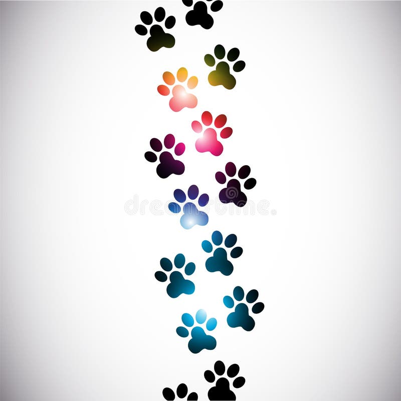 Colorful Paw Prints Background