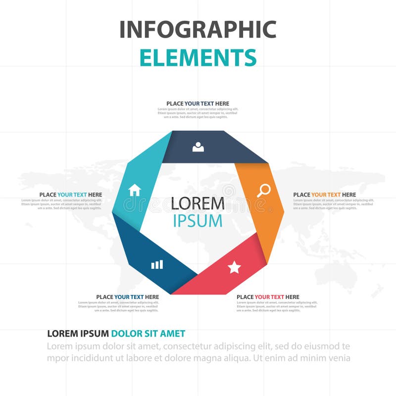 Abstract Pentagon Chart Infographics Stock Vector - Illustration of ...