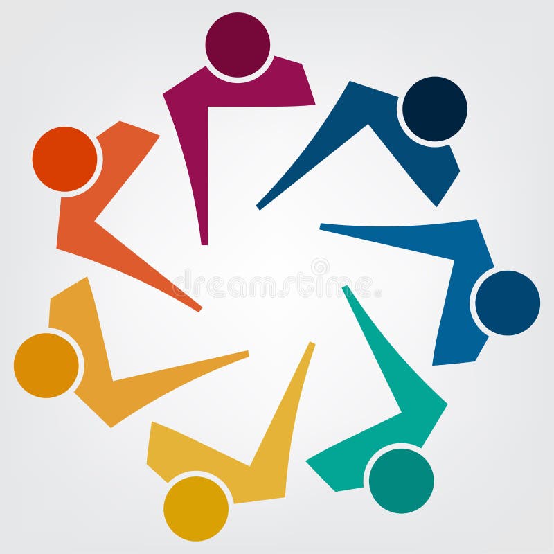 Abstract Colorful People in a Circle Teamwork Meeting,people are ...