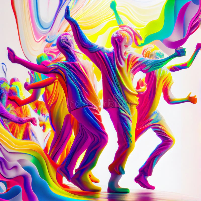 Abstract Colorful People Silhouettes Moving. Generative AI Stock ...