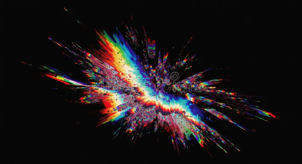 Abstract Colorful Pixel Explosion on Black Background Stock ...