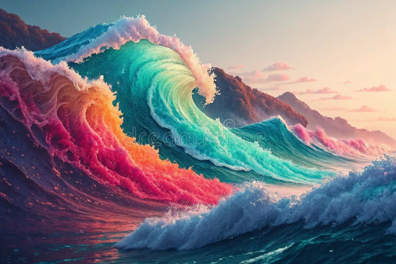 Abstract Colorful Pixel Waves Fluid Design - Generated by Ai Stock ...