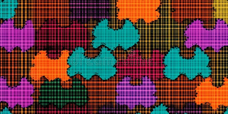 Abstract Colorful Plaid Pattern with Irregular Shapes Geometric Textile ...