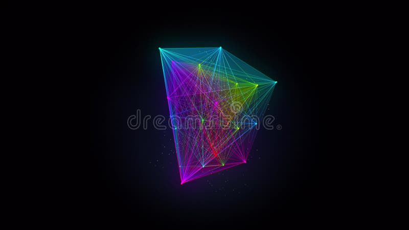 Abstract Colorful Plexus Structure Form 3D Animation. Digital and ...