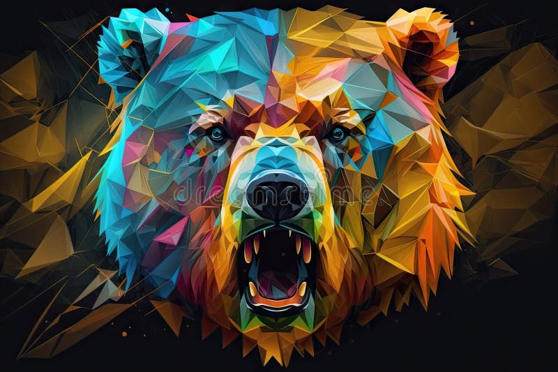 Abstract Colorful Polygon Bear Face. Ai Generative Stock Illustration ...