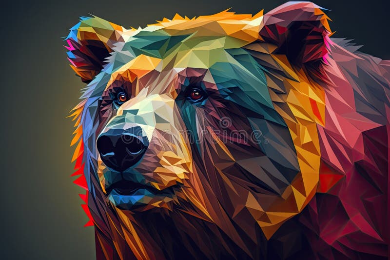 Abstract Colorful Polygon Bear Face. Ai Generative Stock Illustration ...