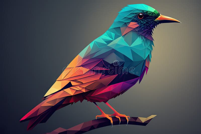 Abstract Colorful Polygon Bird. Ai Generative Stock Illustration ...