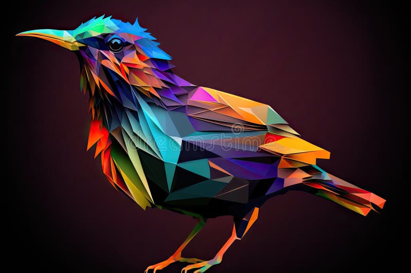 Abstract Colorful Polygon Bird on a Black Background. Ai Generative ...