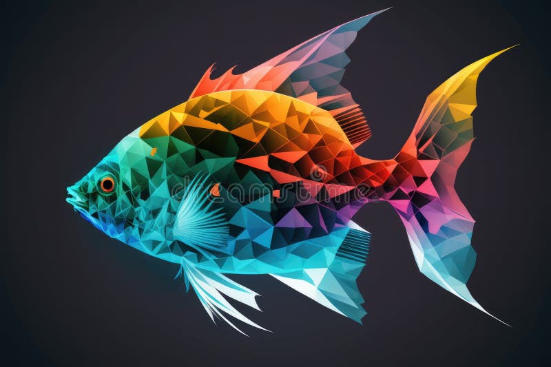Abstract Colorful Polygon Fish on a Black Background. Ai Generative ...