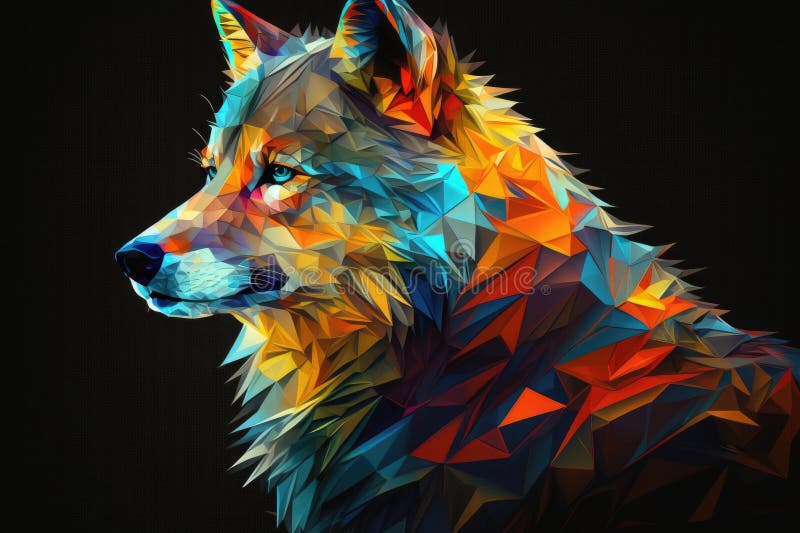 Abstract Colorful Polygon Wolf. Ai Generative Stock Illustration ...