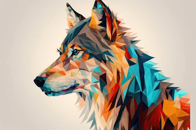 Abstract Colorful Polygon Wolf on a White Background. Ai Generative ...