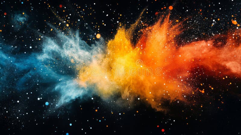 Abstract Colorful Powder Explosion on Black Background Stock ...
