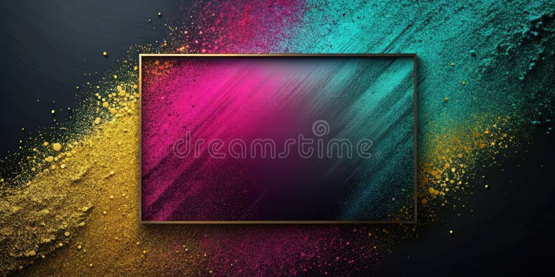 Abstract Colorful Powder Frame Design with Gold Accents. Generative AI ...