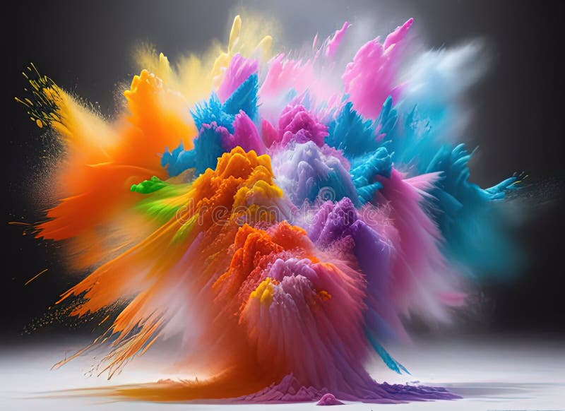Abstract Colorful Powder, Illustration. Explosion of Multicolored ...