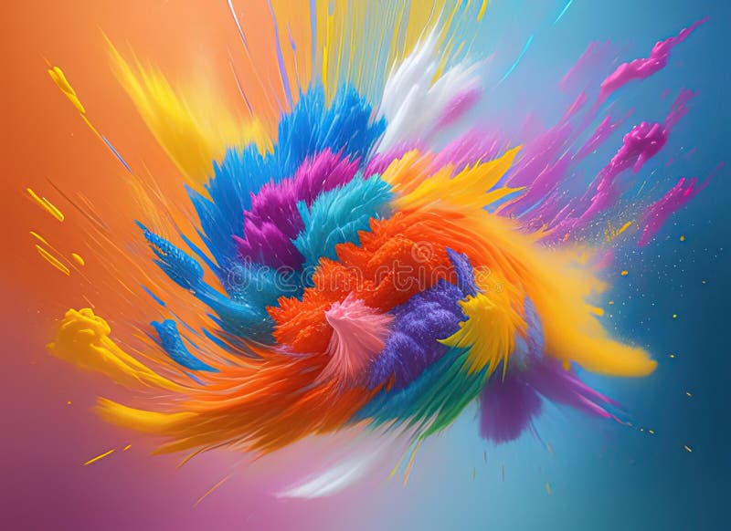 Abstract Colorful Powder, Illustration. Explosion of Multicolored ...