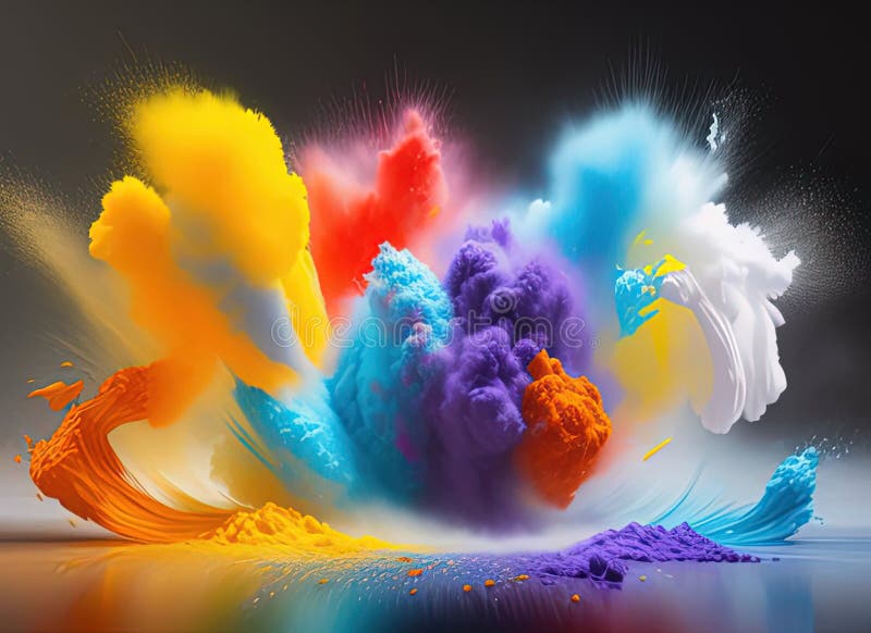 Abstract Colorful Powder, Illustration. Explosion of Multicolored ...