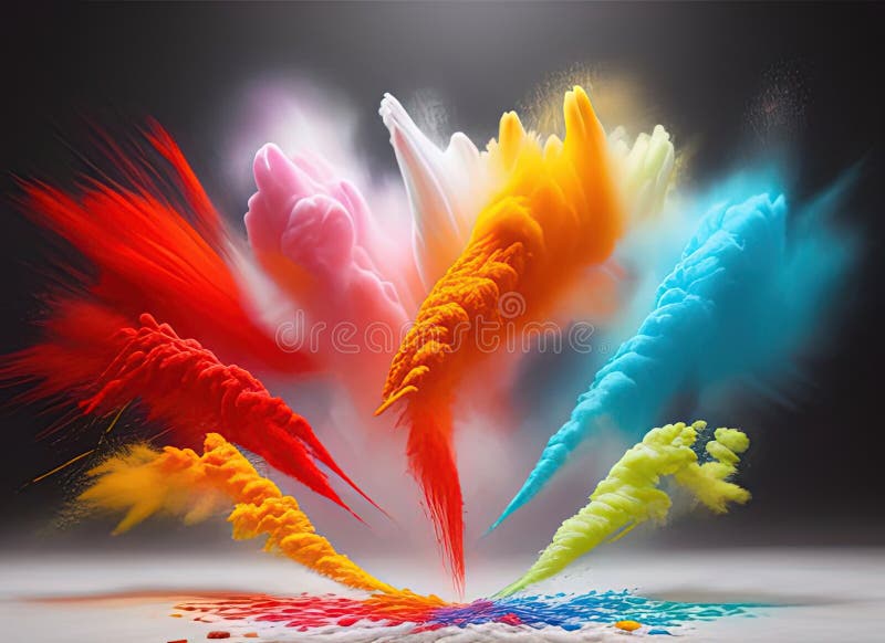 Abstract Colorful Powder, Illustration. Explosion of Multicolored ...