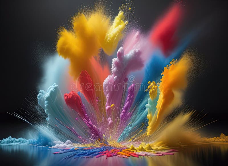 Abstract Colorful Powder, Illustration. Explosion of Multicolored ...