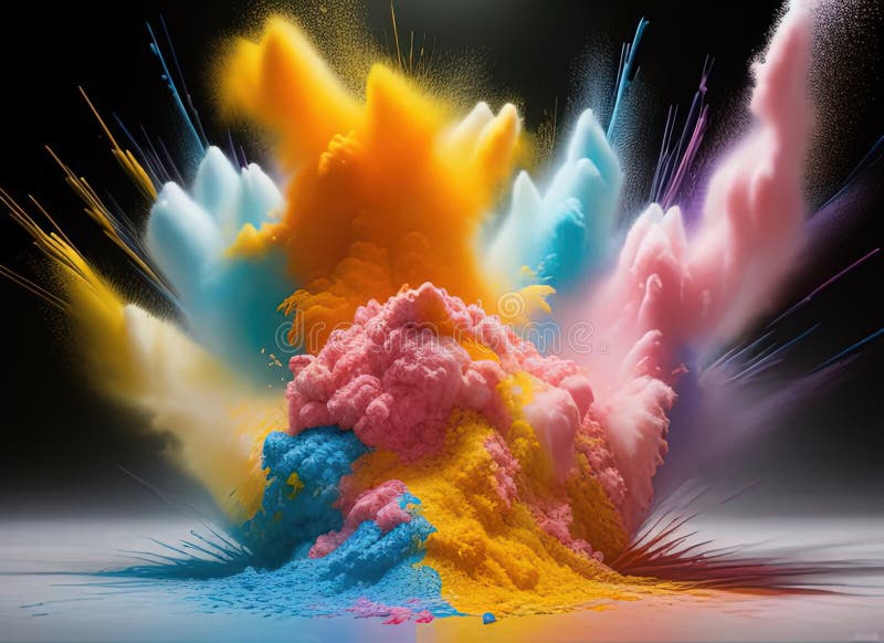 Abstract Colorful Powder, Illustration. Explosion of Multicolored ...