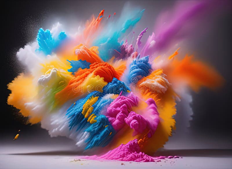 Abstract Colorful Powder, Illustration. Explosion of Multicolored ...