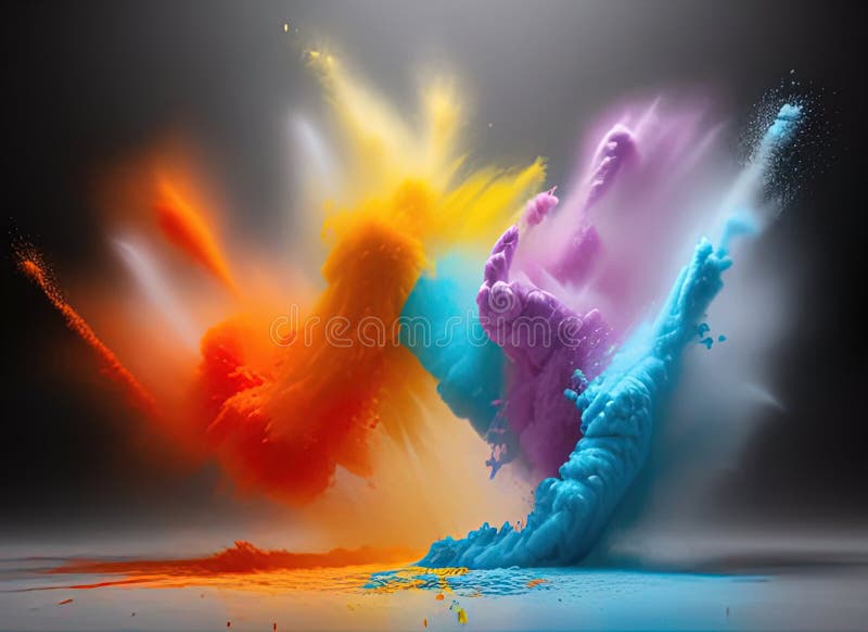 Abstract Colorful Powder, Illustration. Explosion of Multicolored ...
