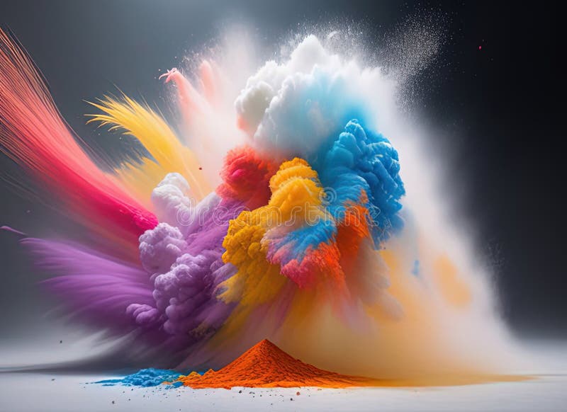 Abstract Colorful Powder, Illustration. Explosion of Multicolored ...