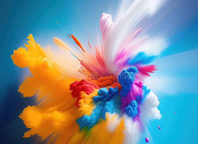 Abstract Colorful Powder, Illustration. Explosion of Multicolored ...